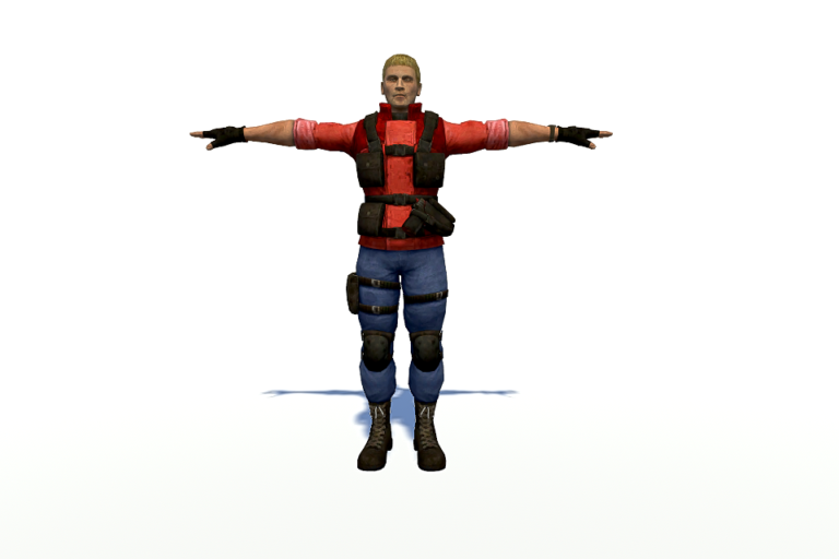 low poly shooting player character
