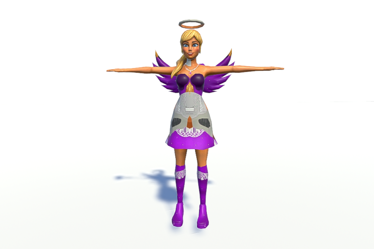 low poly female angel character
